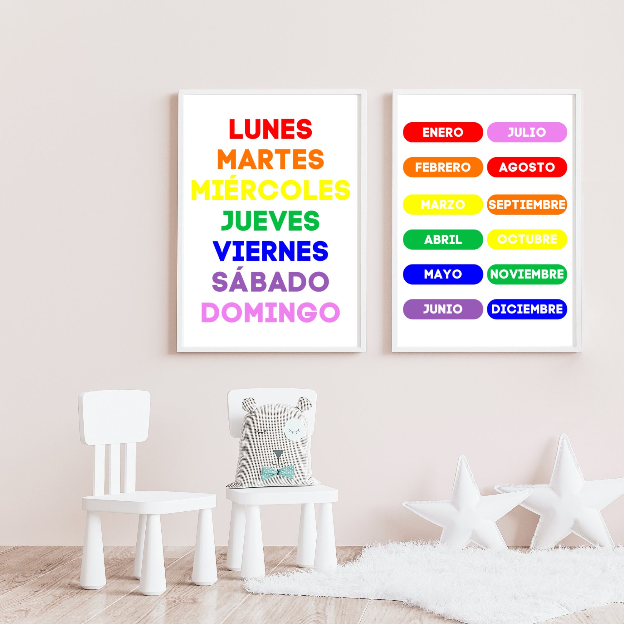 Spanish Educational Poster Bundle Digital Download Rainbow Pattern ...