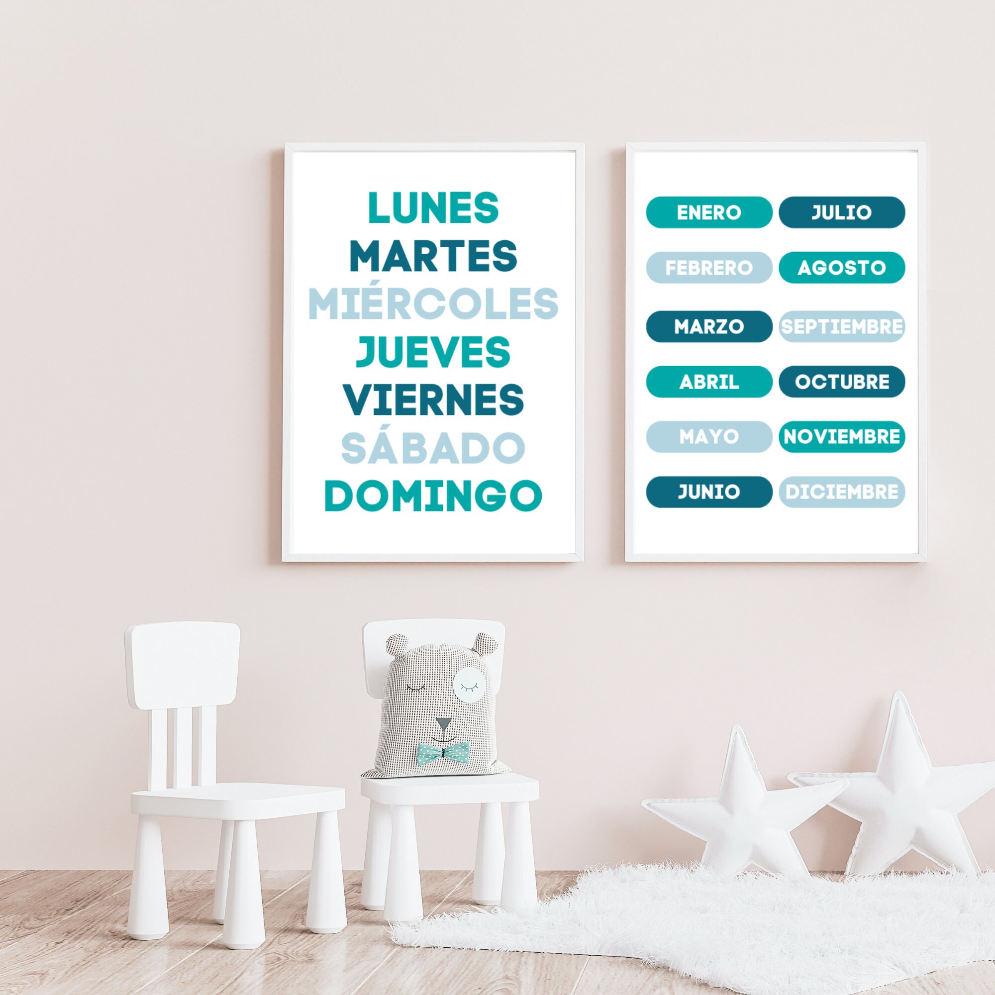 Spanish Educational Poster Bundle Turquoise Pattern - Digital Download ...