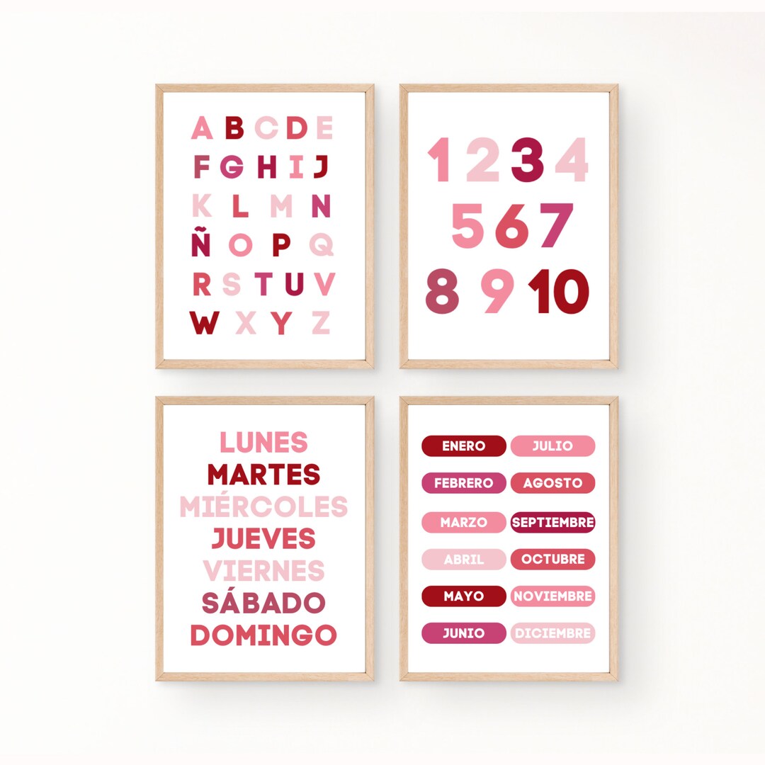 Spanish Educational Poster Bundle Pink Pattern - Digital Download ...