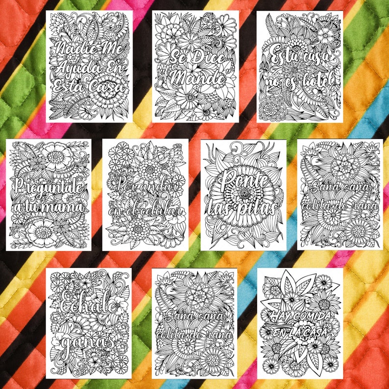 10 Spanish Household Phrases Coloring Pages - Spanish Quotes Coloring ...