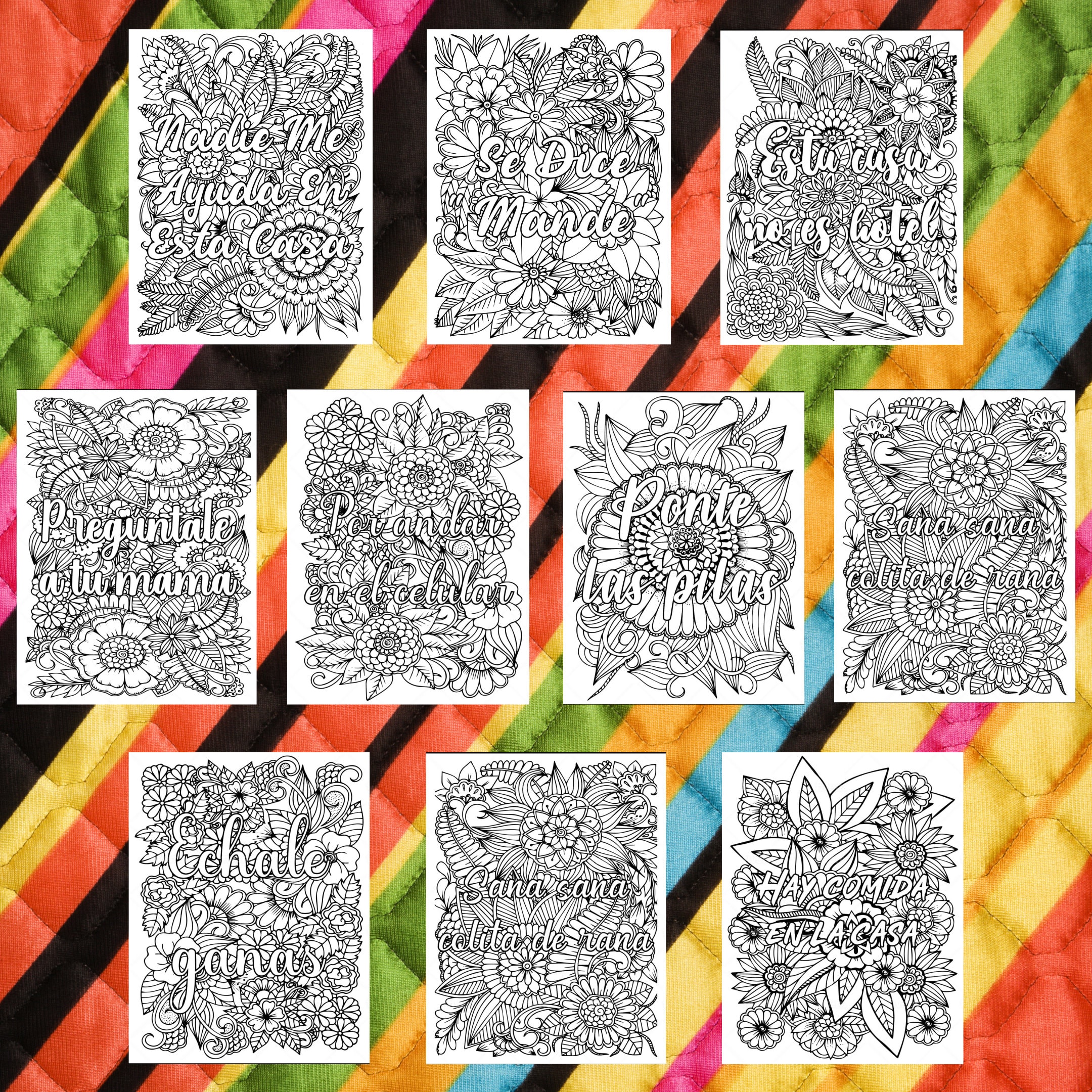 10 Spanish Household Phrases Coloring Pages - Spanish Quotes Coloring ...