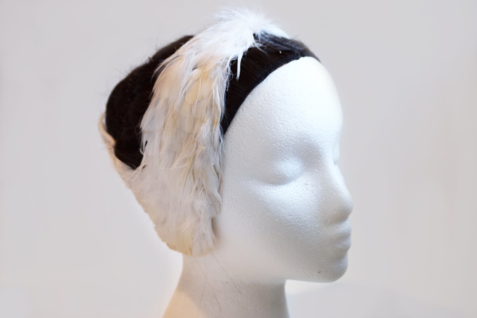 White Swan Lake Feather Headpiece - Also Available in Black - Handmade ...