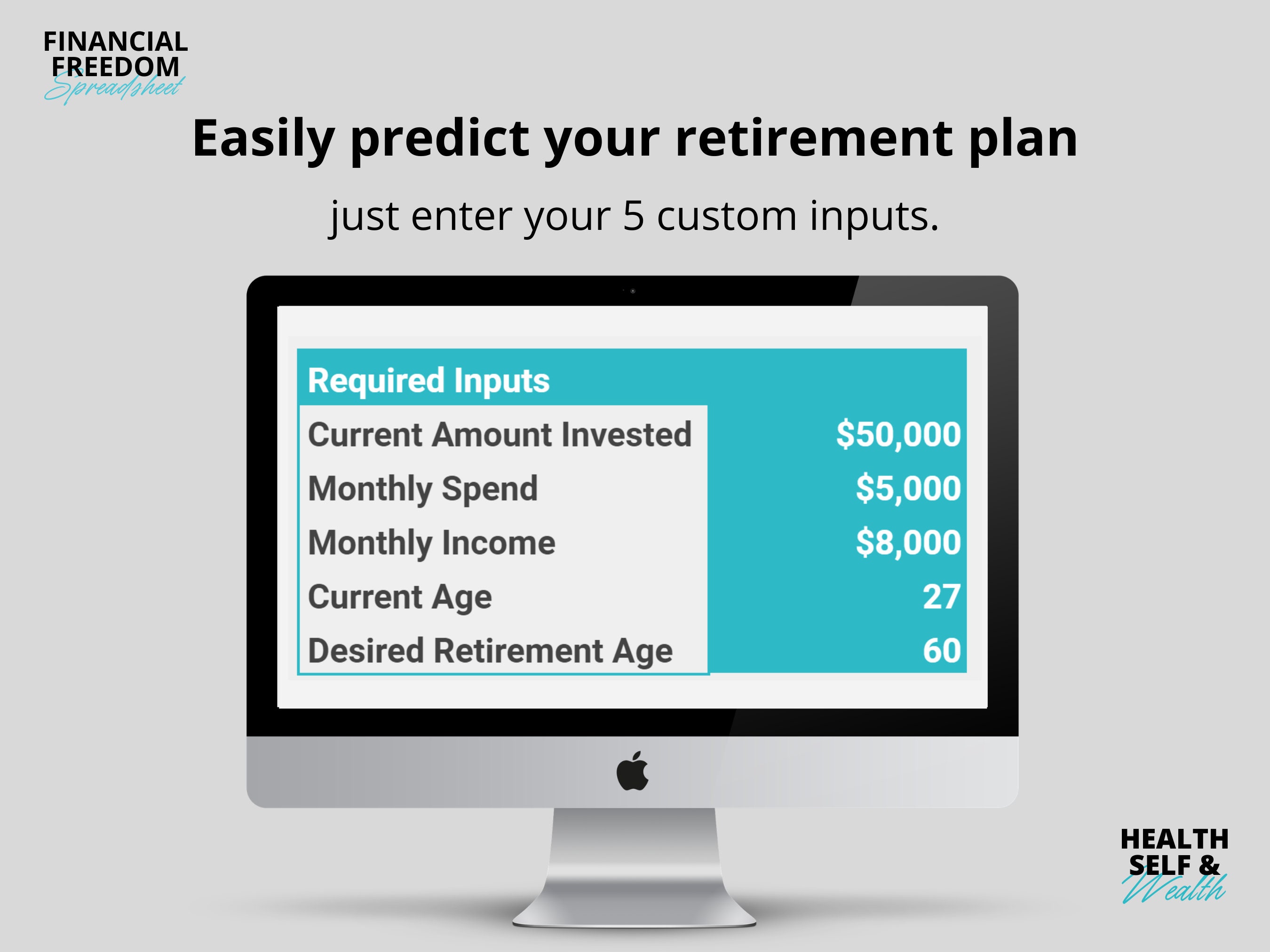 Financial Freedom Spreadsheet for Retirement Planning. Works - Etsy