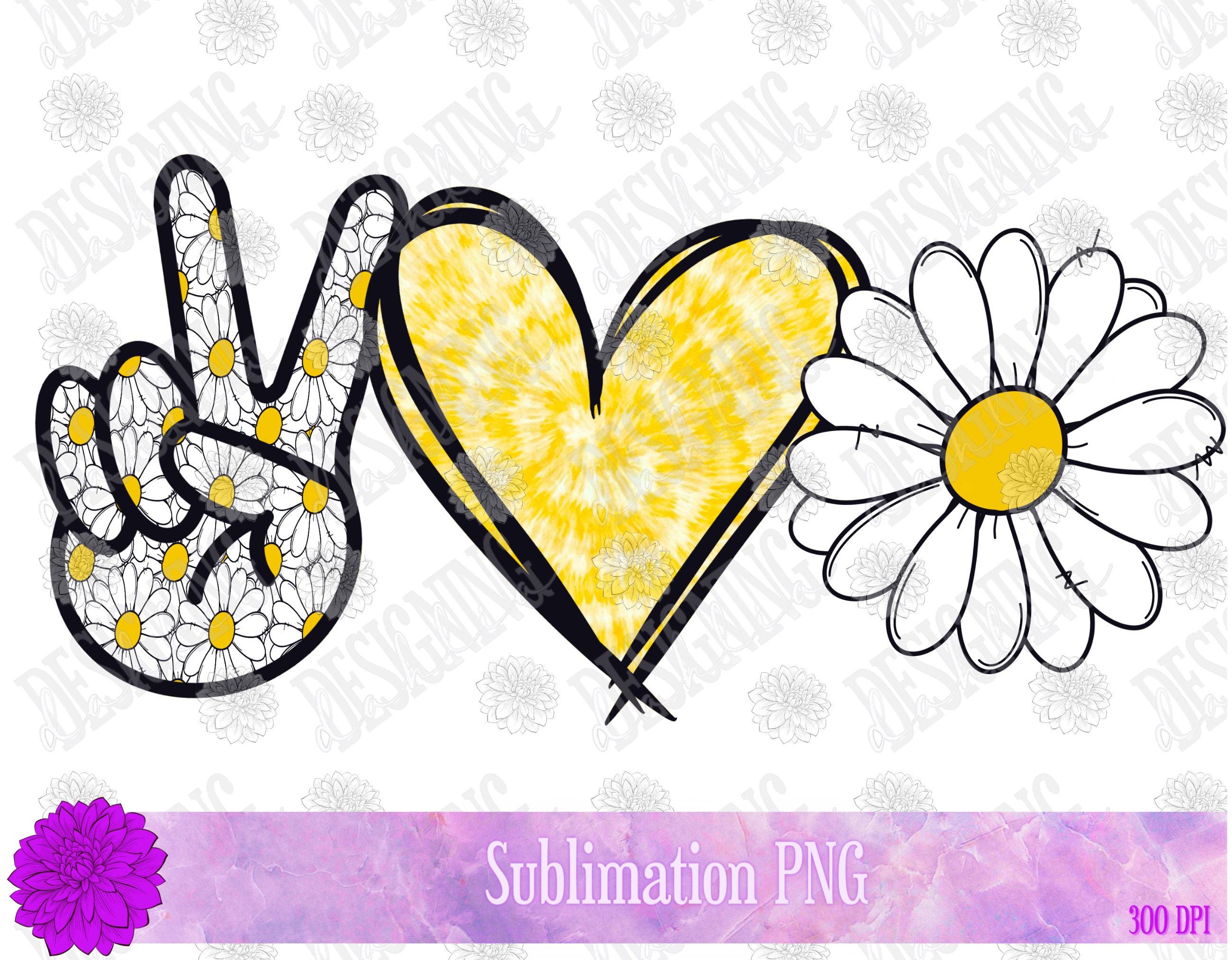 Peace Love Flower PNG, Daisy Png, Sublimation Design, Digital Download ...