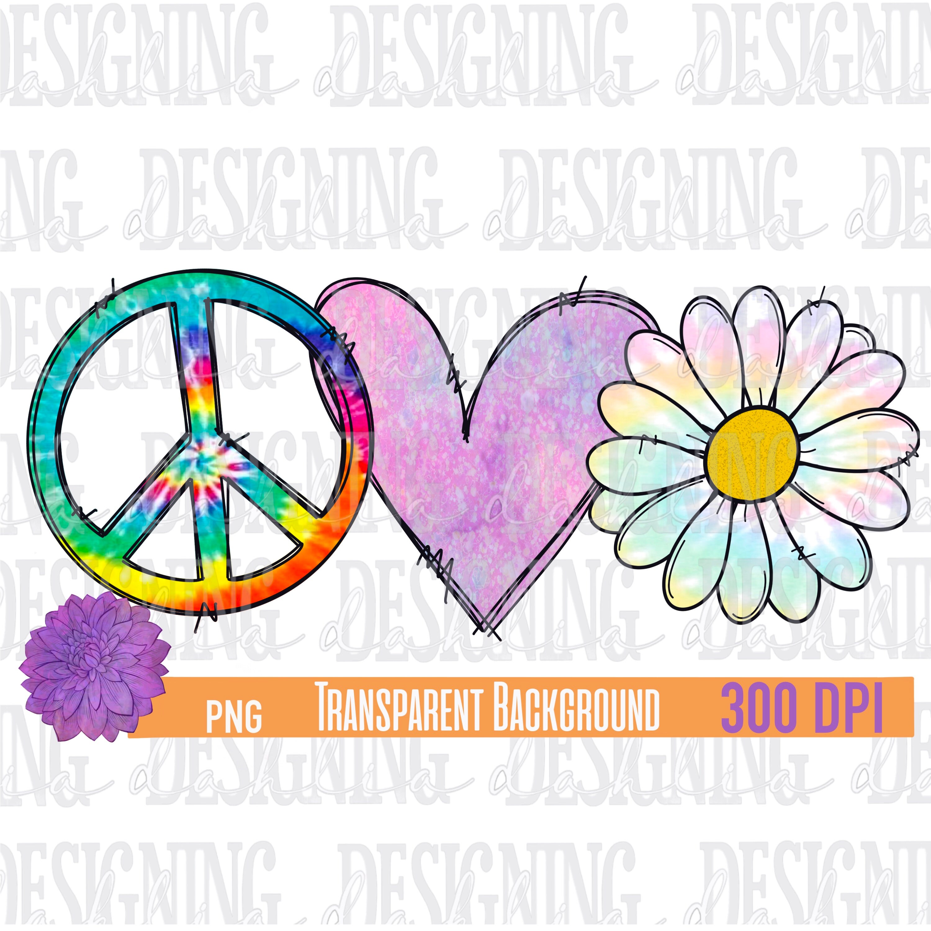 Peace Love Flower Peace and Love Sticker Rainbow PNG Daisy | Etsy