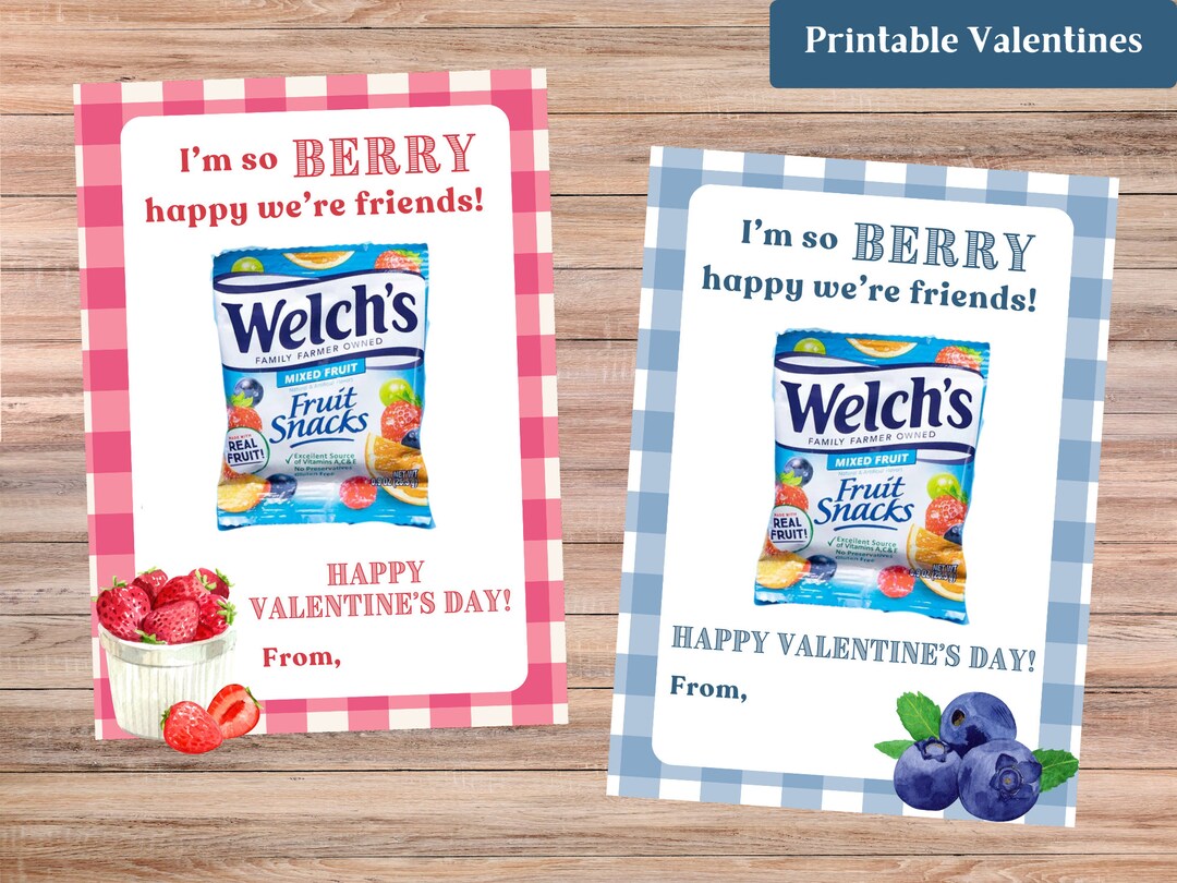 Kids Valentines Day Cards, Classroom Valentines, Printable, Fruit Pouch ...