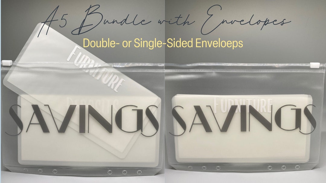 A5 Bundle With Envelopes: 1 A5 Cash Envelope Zip or Zipless Pouch With ...