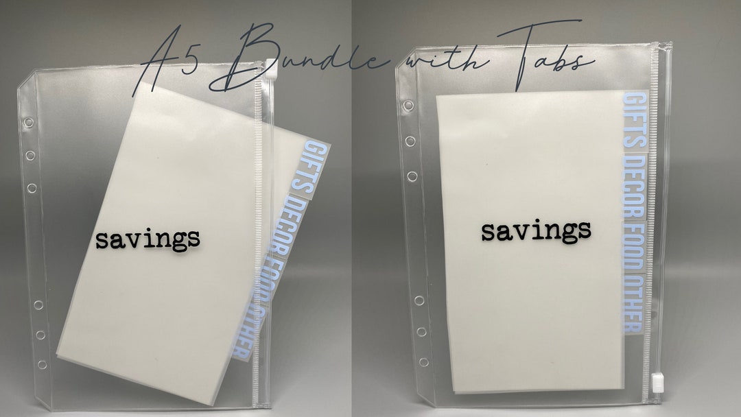 A5 Bundle With Tabs: 1 A5 Cash Envelope Zip or Zipless Pouch With ...
