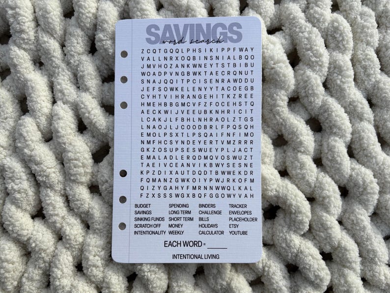 Word Search Savings Challenge - Etsy