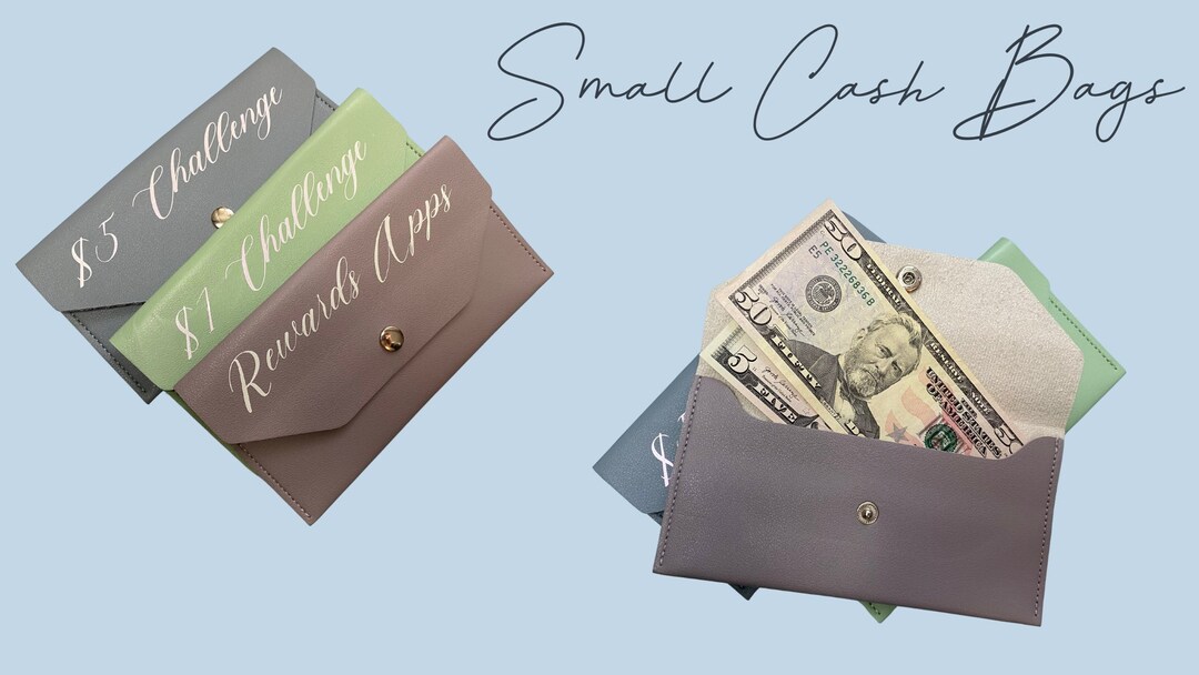 Small Cash Bag, Personalized Iron-on Vinyl Pouches for Budgeting System ...