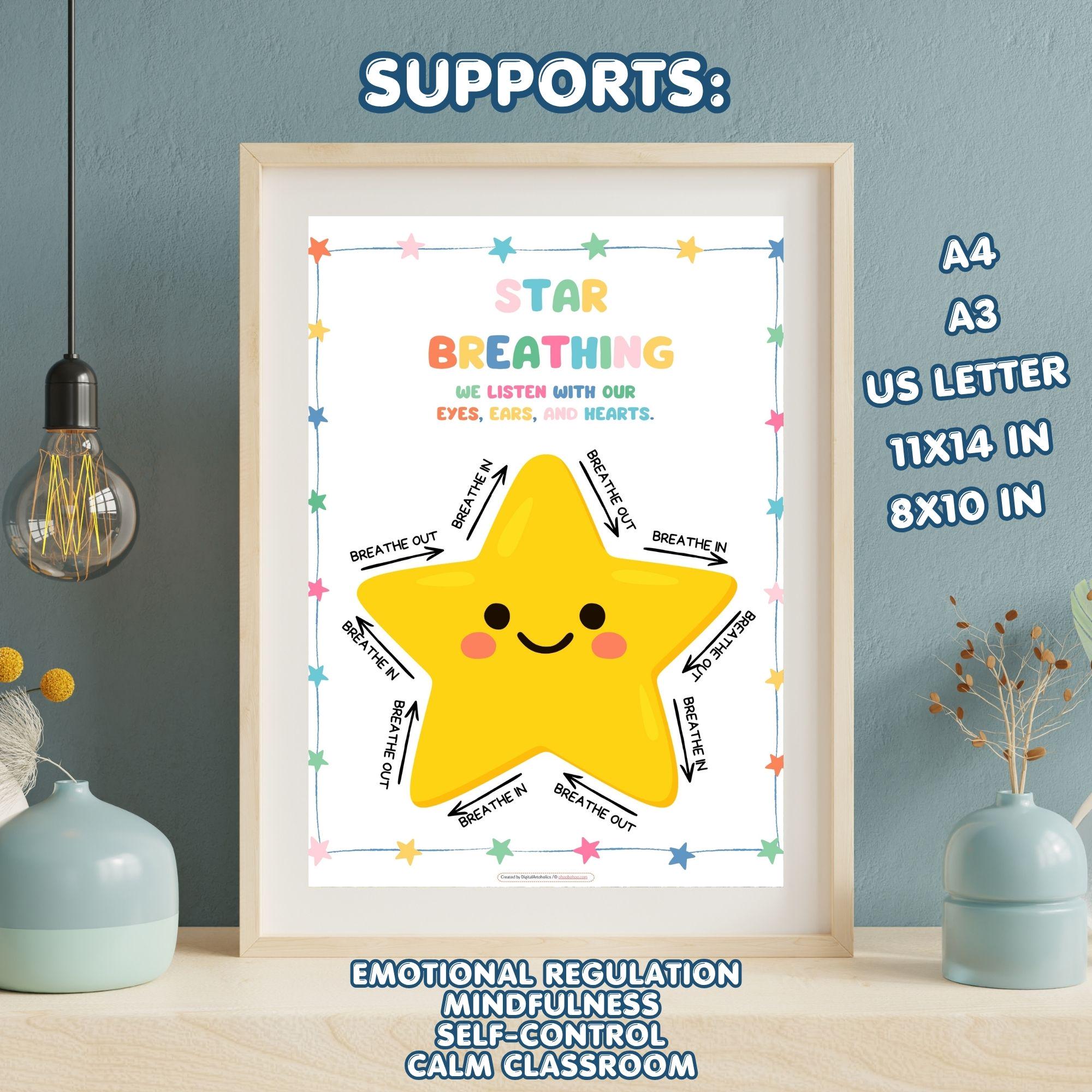 Star Breathing Poster | Kids Calm Down Corner Visual (digital Download ...