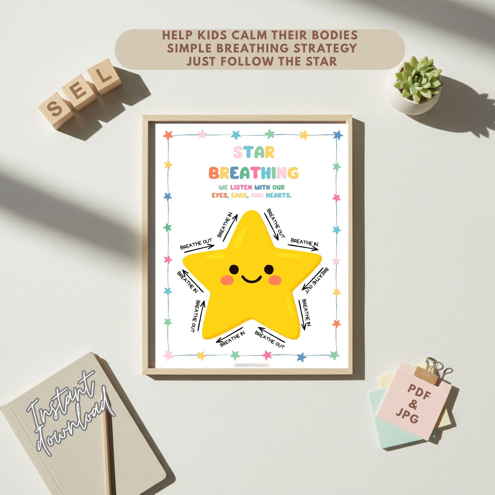 Star Breathing Poster | Kids Calm Down Corner Visual (digital Download ...