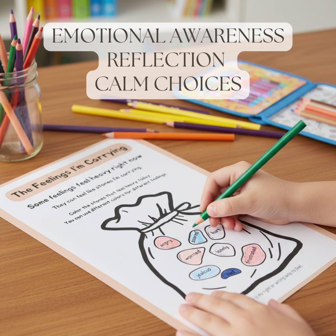 Emotional Regulation Worksheet for Kids, Feelings Reflection, Self ...