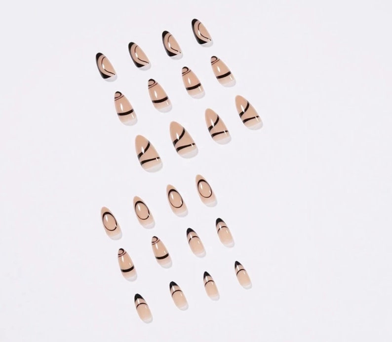 24pcs Press on Nails Full Set Almond Nails Abstract Swirl | Etsy