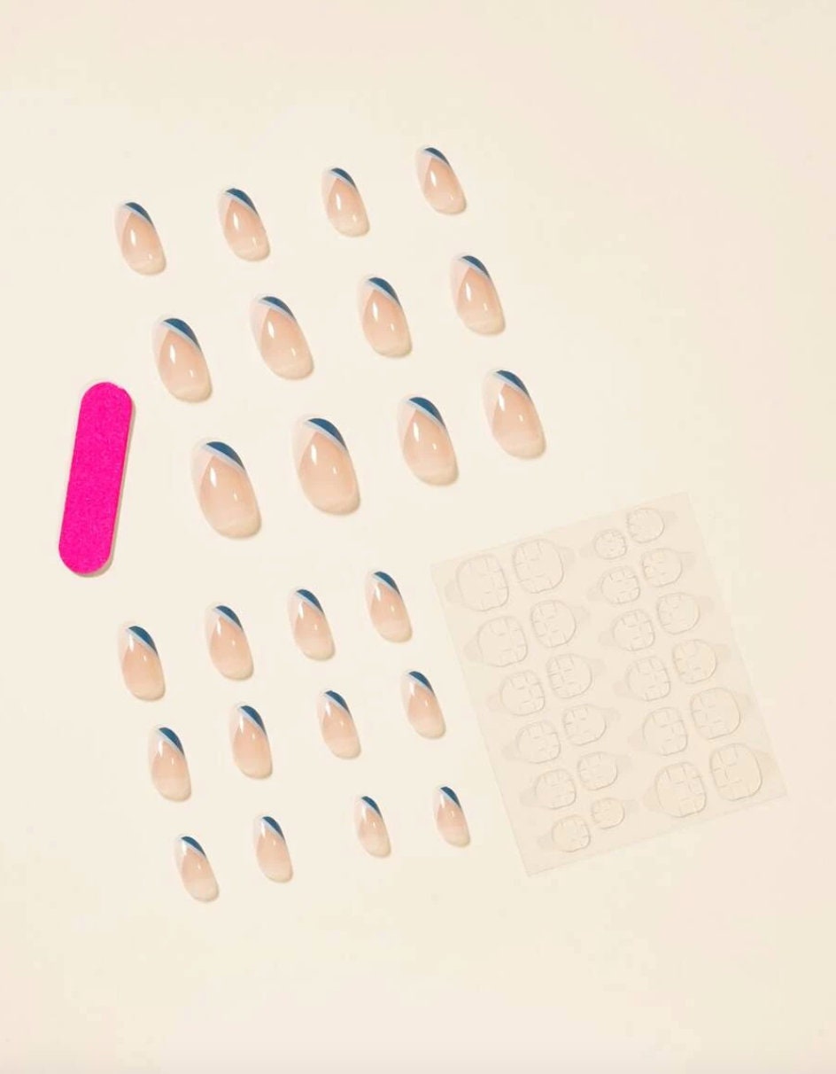 24pcs Press on Nails Full Set Almond Nails Abstract French | Etsy