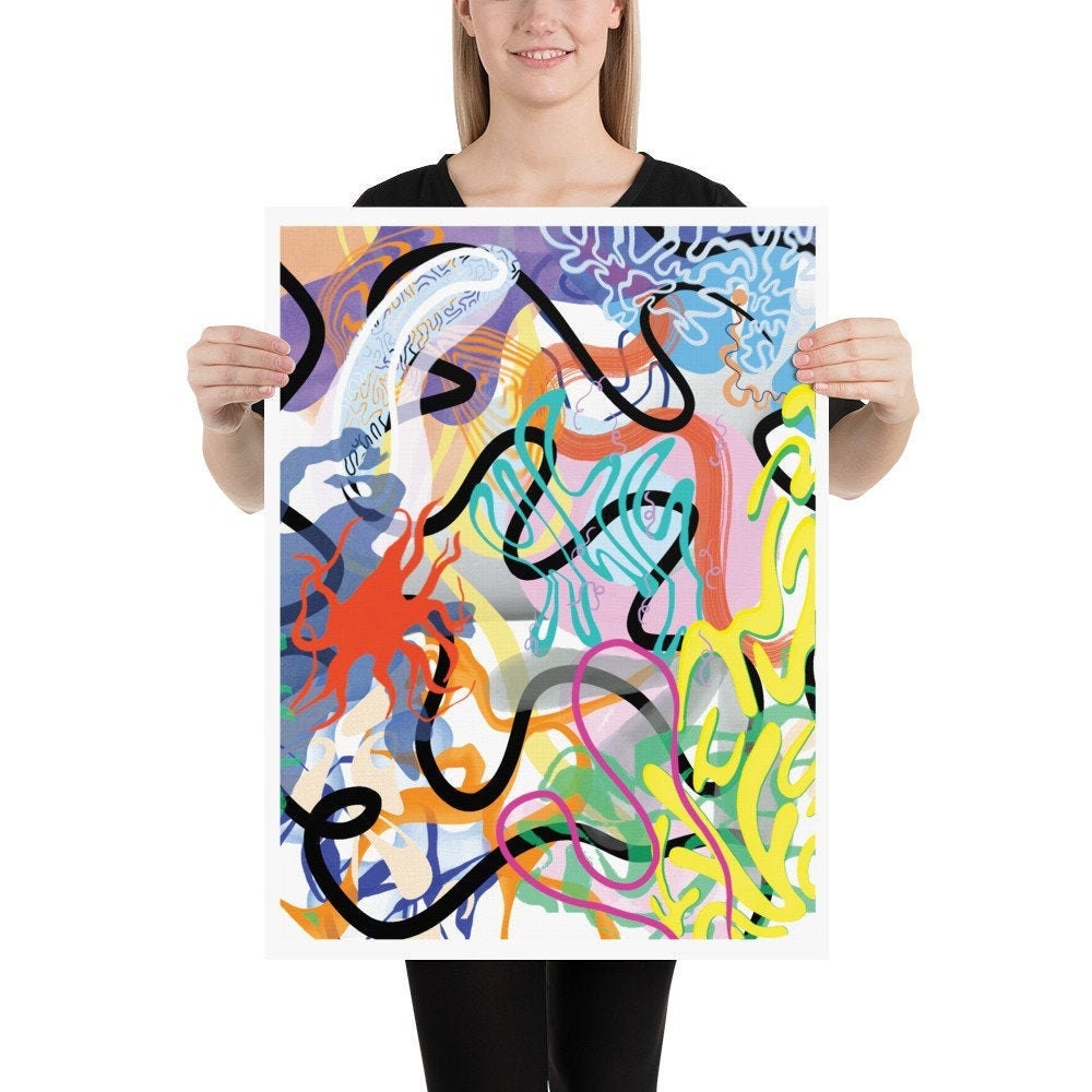 Colorful Abstract Illustration, Weird Abstract Art, Funky Colorful Home ...