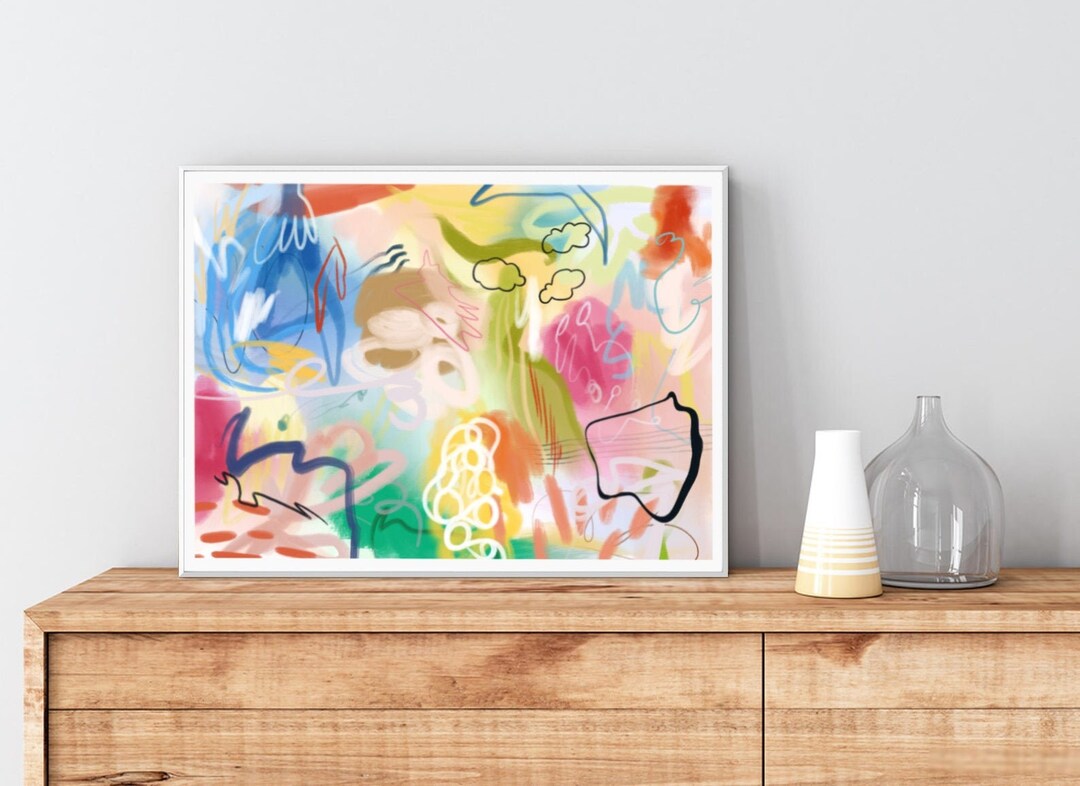 Maximalist Wall Art, Pastel Abstract Art, Abstract Shape Art, Dreamy ...