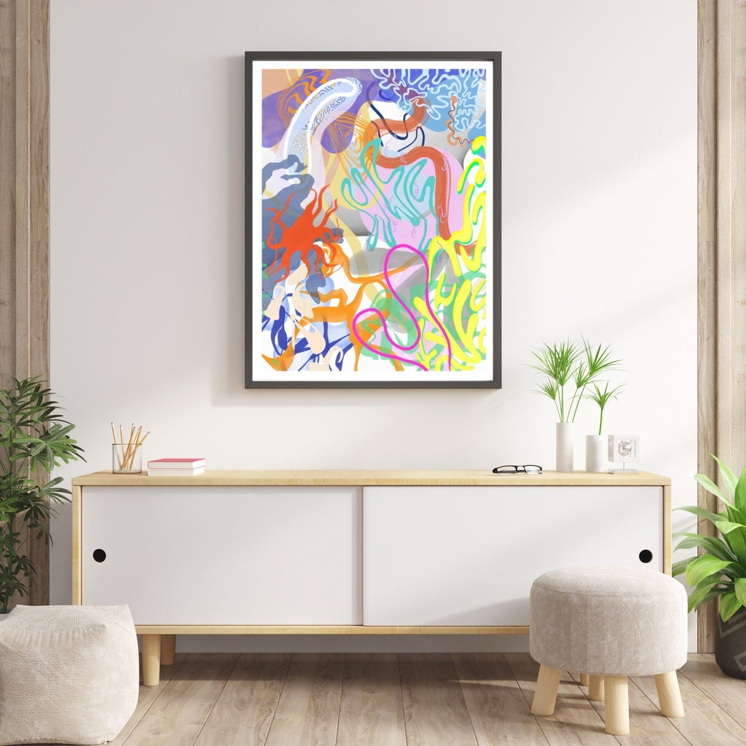 Colorful abstract illustration, weird abstract art, funky colorful home ...
