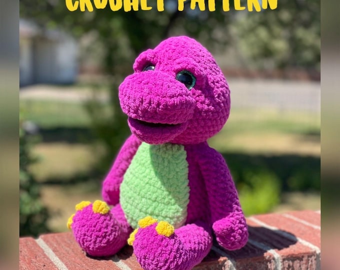 Barney the Dinosaur Plushie//crochet//handmade//purple Dinosaur//barney ...