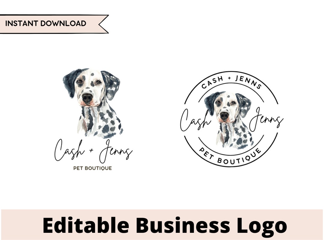 Dalmatian Dog Business Logo Bundle | Editable Premade Design (digital ...