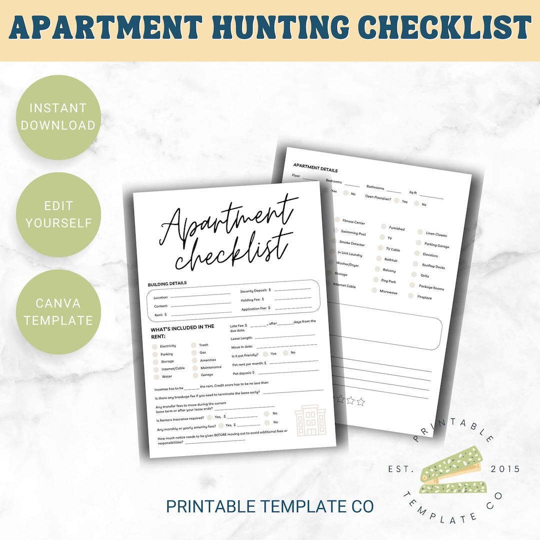 Printable Apartment Hunting Checklist - Dream Apartment Finder ...