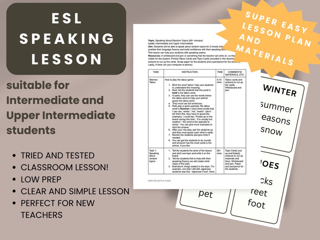 Easy ESL Speaking Lesson Intermediate Easy ESL Classroom Lesson New ESL ...