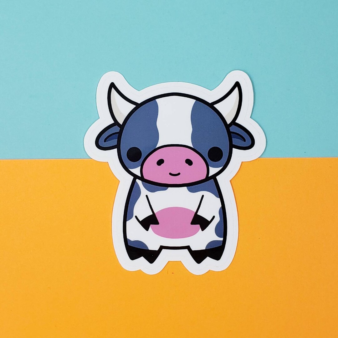 Cow Cute Sticker - Waterproof Laminated Kawaii Glossy Sticker/decal for ...