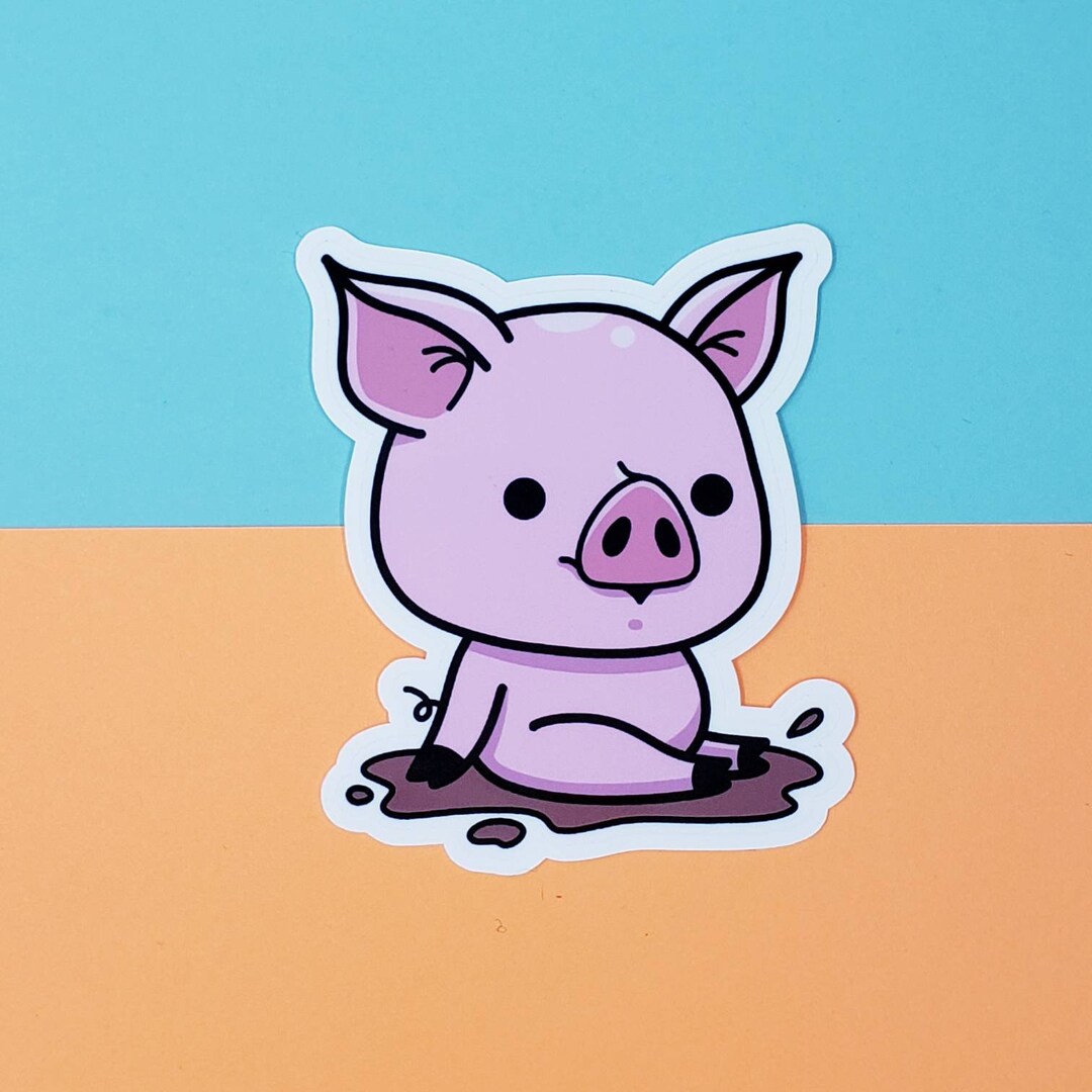 Pig Cute Sticker - Waterproof Laminated Kawaii Glossy Sticker/decal for ...