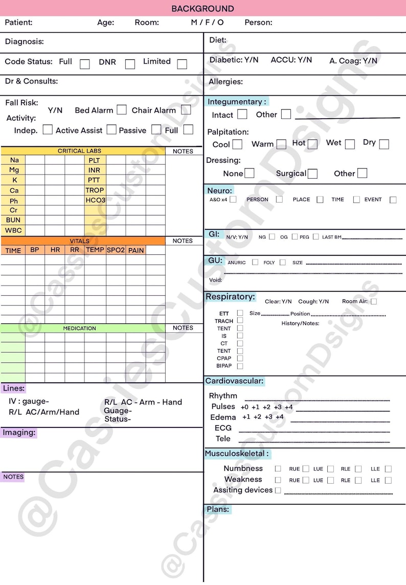 Nursing Handoff Report - Etsy
