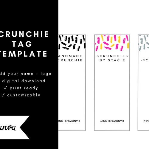 Printable Scrunchie Hang Tags Customizable Editable Canva | Etsy