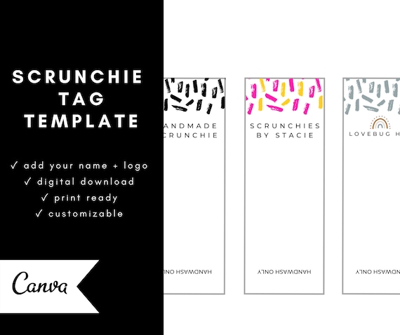 Printable Scrunchie Hang Tags Customizable Editable Canva - Etsy Australia