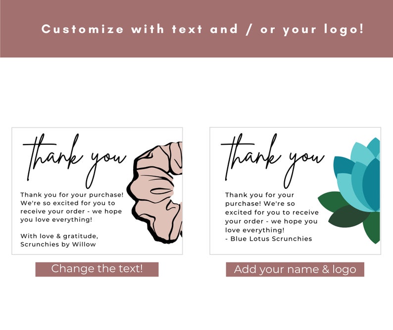 Printable Scrunchie Thank You Card Template Handmade Small - Etsy