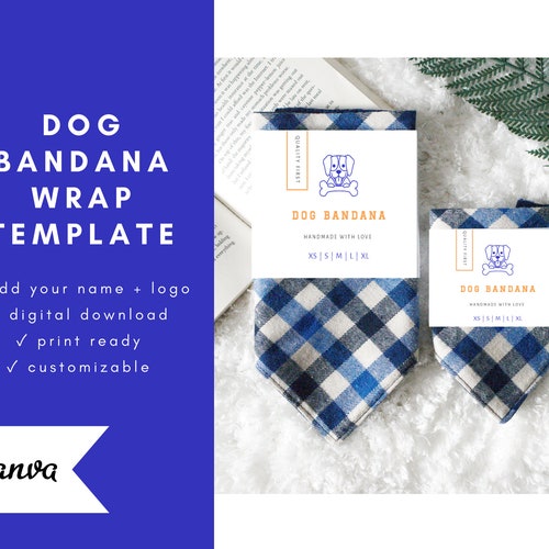 Editable Dog Bandana Label Template DIY Pet Bandana Hang Tag - Etsy