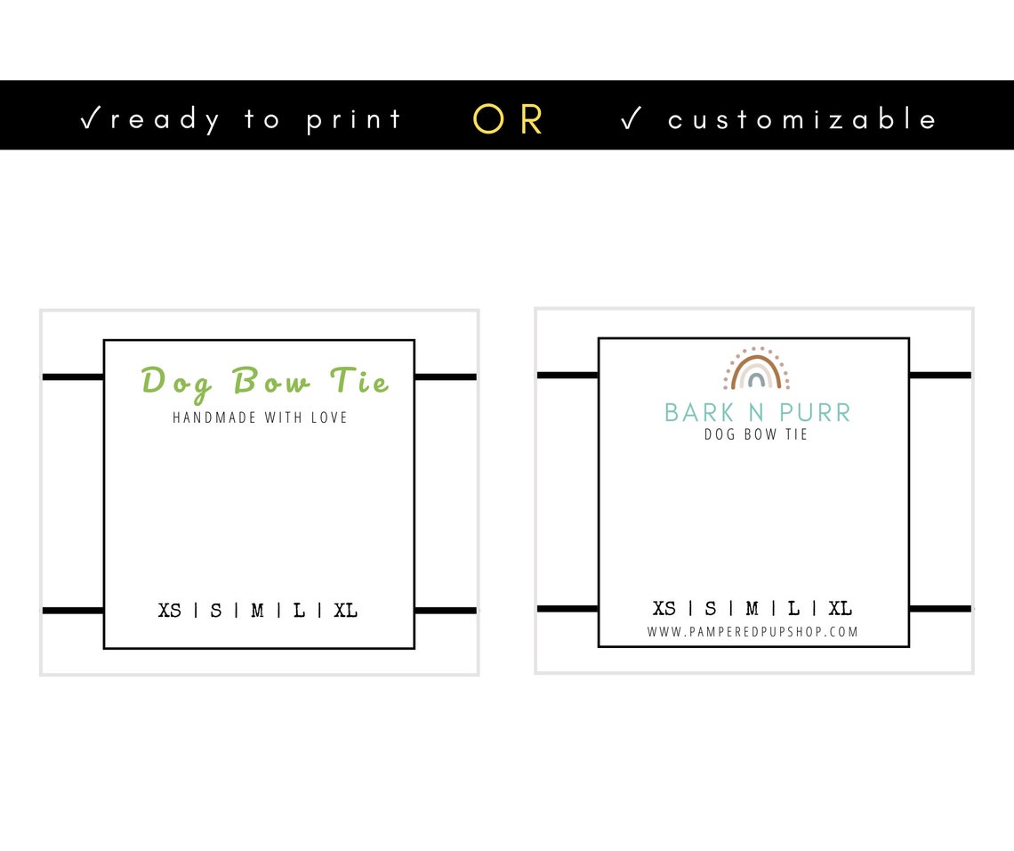 Printable Dog Bow Tie Card Labels Template | Editable Customizable ...