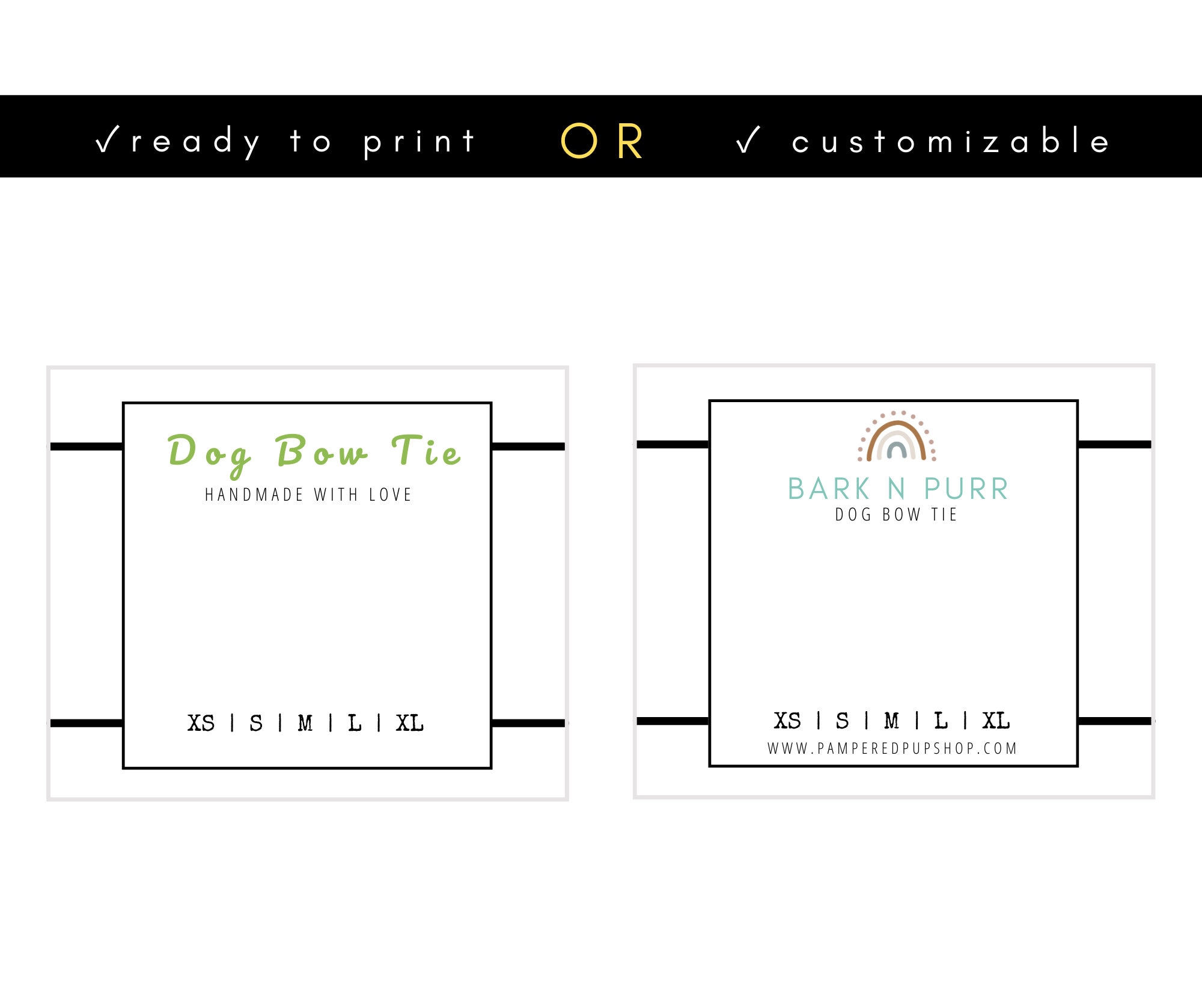 Printable Dog Bow Tie Card Labels Template | Editable Customizable ...