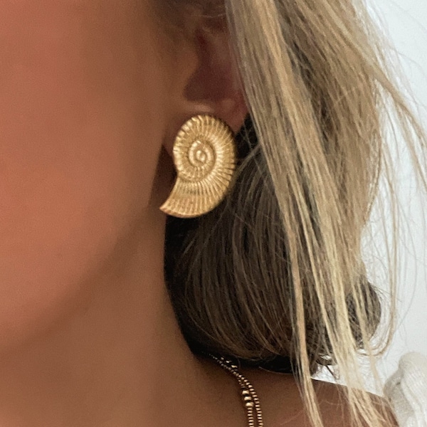 Gold Shell Earrings - Etsy