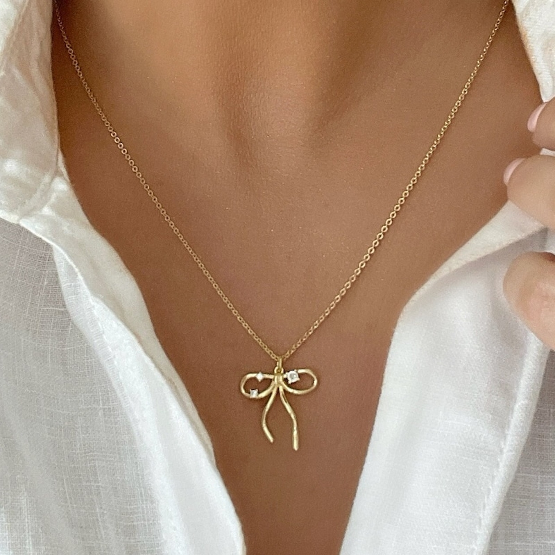Gold Bow Necklace - Etsy