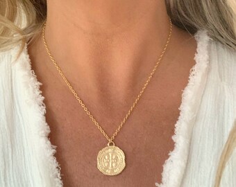 Gold Coin Necklace | Etsy