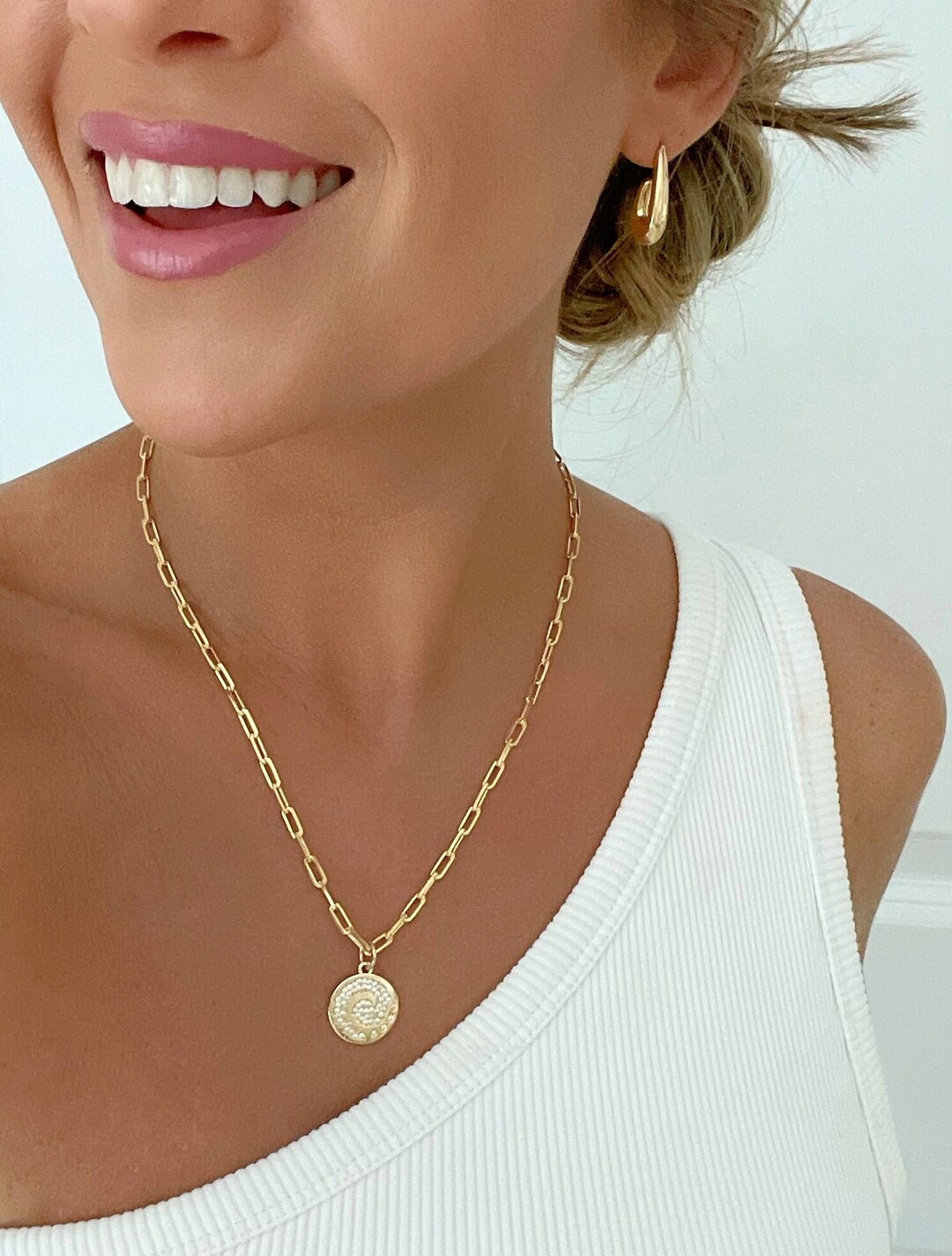 Coin Necklace, Gold Filled Necklace, Gold Coin Medallion Necklace ...