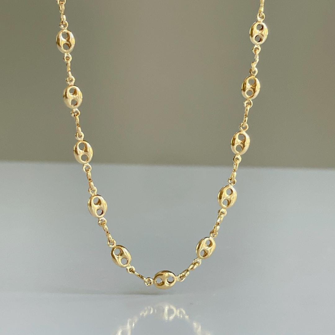 18k Gold Filled Puff Mariner Chain, Mariner Chain, Gold Necklace ...