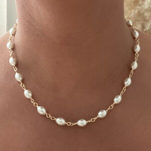 Gold Pearl Necklace, Perl Necklace, Pearl Choker, Dainty Pearl Chain ...