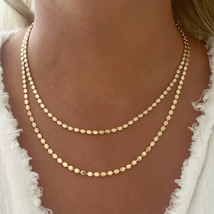 18k Gold Filled Disc Chain Necklace, Sequin Chain Necklace, Round Disc ...