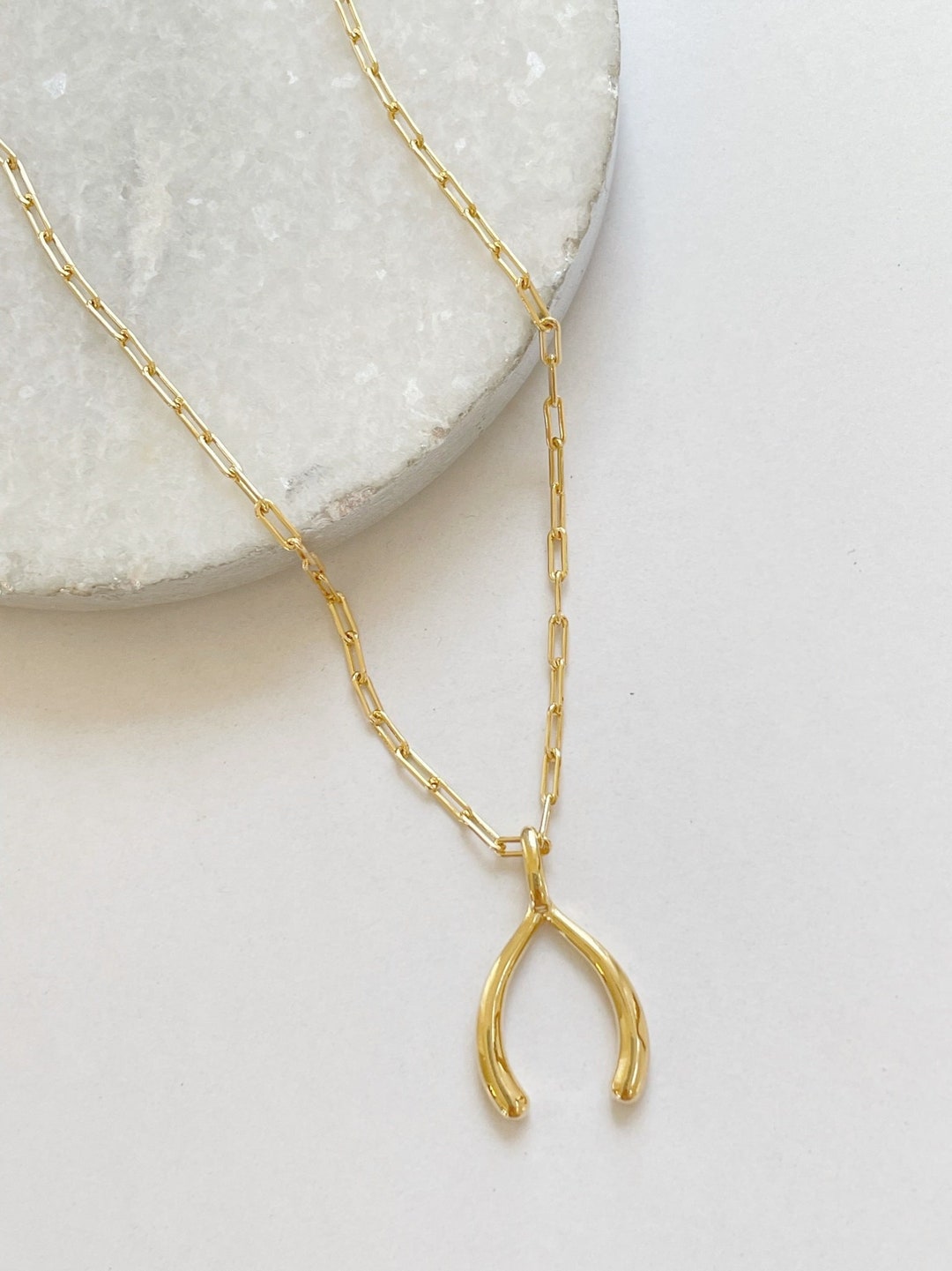 Wishbone Necklace, Gold Wishbone Necklace, Dainty Necklace, Simple ...