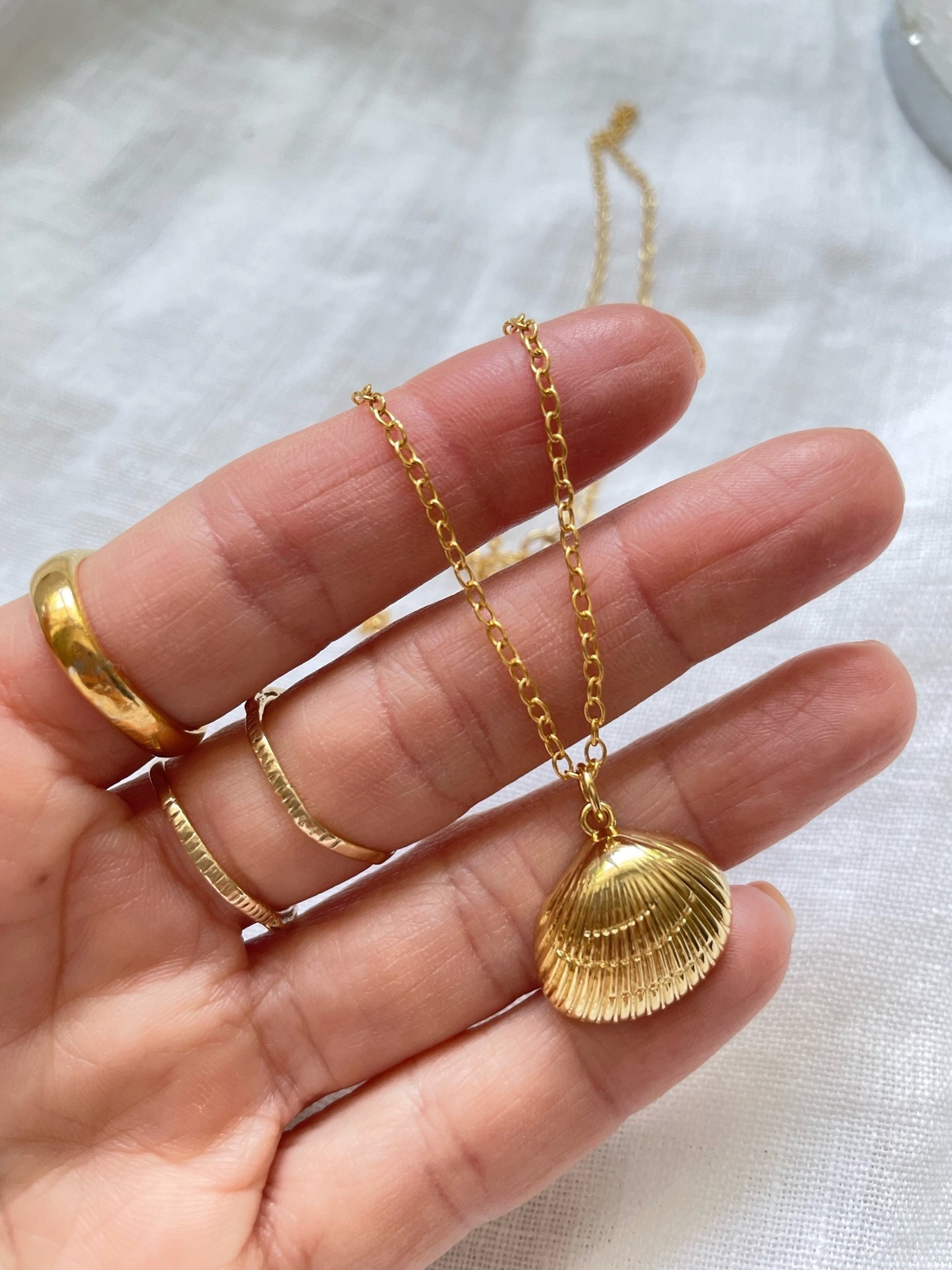 Beach Jewelry Shell Necklace for Vacation Gift for Her Gold Shell ...