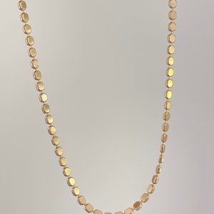 18k Gold Filled Chain Necklace, Flat Bead Chain, Gold Bead Chain ...