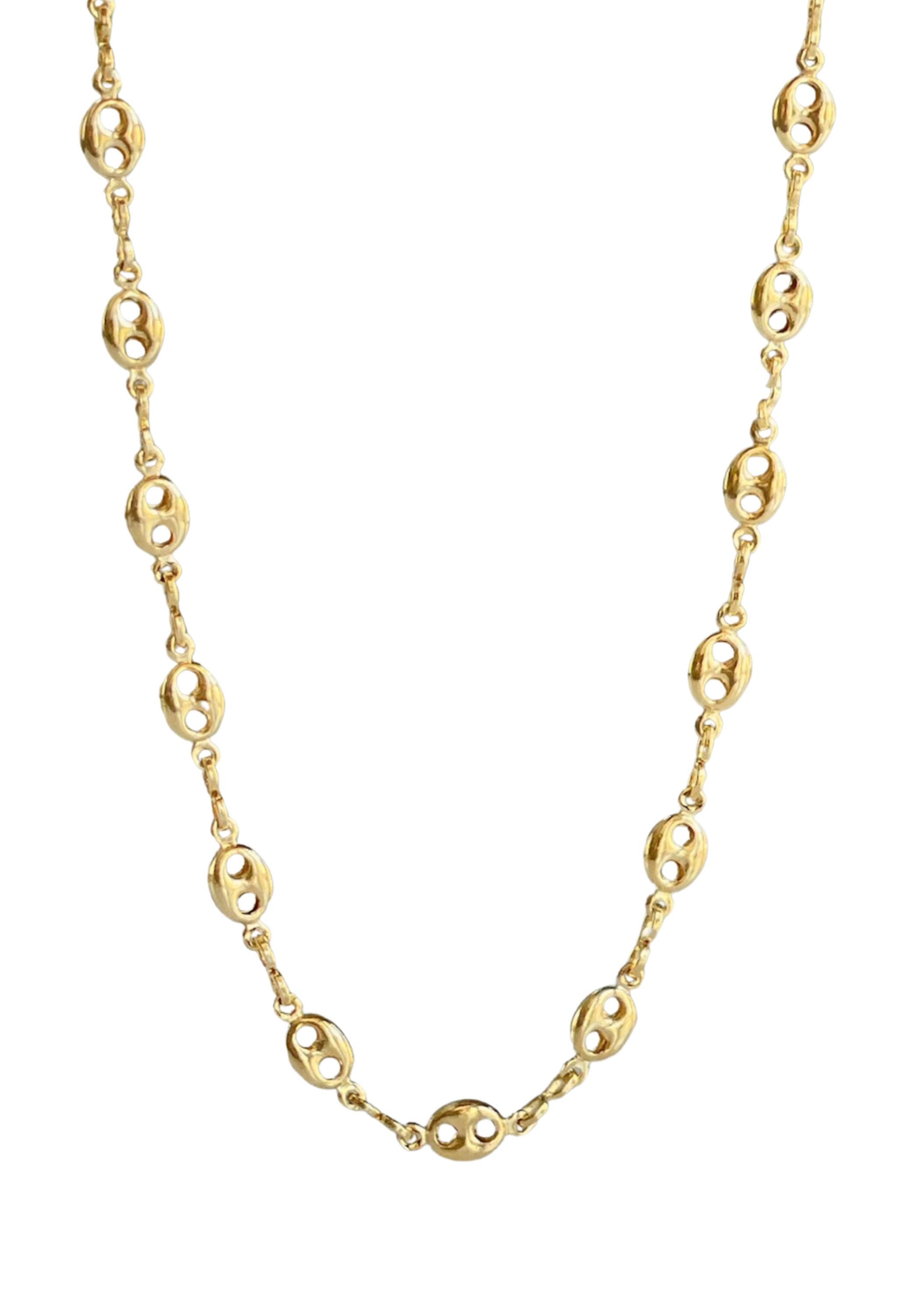 18k Gold Filled Puff Mariner Chain, Mariner Chain, Gold Necklace ...