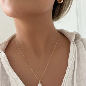 Minimalist Freshwater Pearl Drop Necklace, Single Pearl Necklace, Gift ...