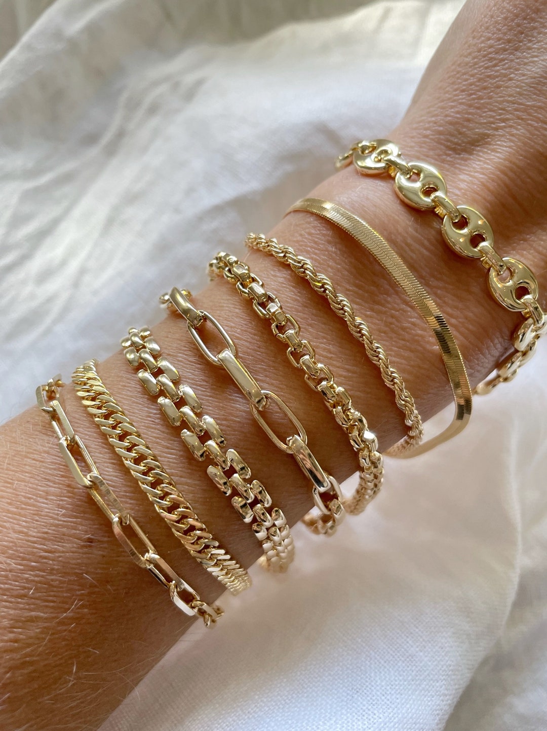 18K Gold Chain Bracelet, Gold Filled Bracelet, Gold Bracelets ...