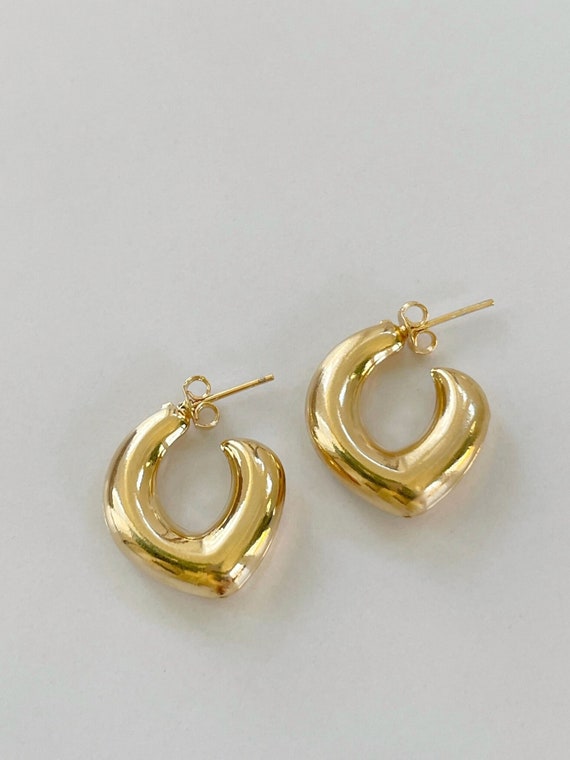 18k Chunky Gold Hoop Earrings Thick Gold Hoops Chunky Gold Earrings Gold Filled Hoops Gold Oval Hoops Minimalist Hoop Gifts for Her Etsy