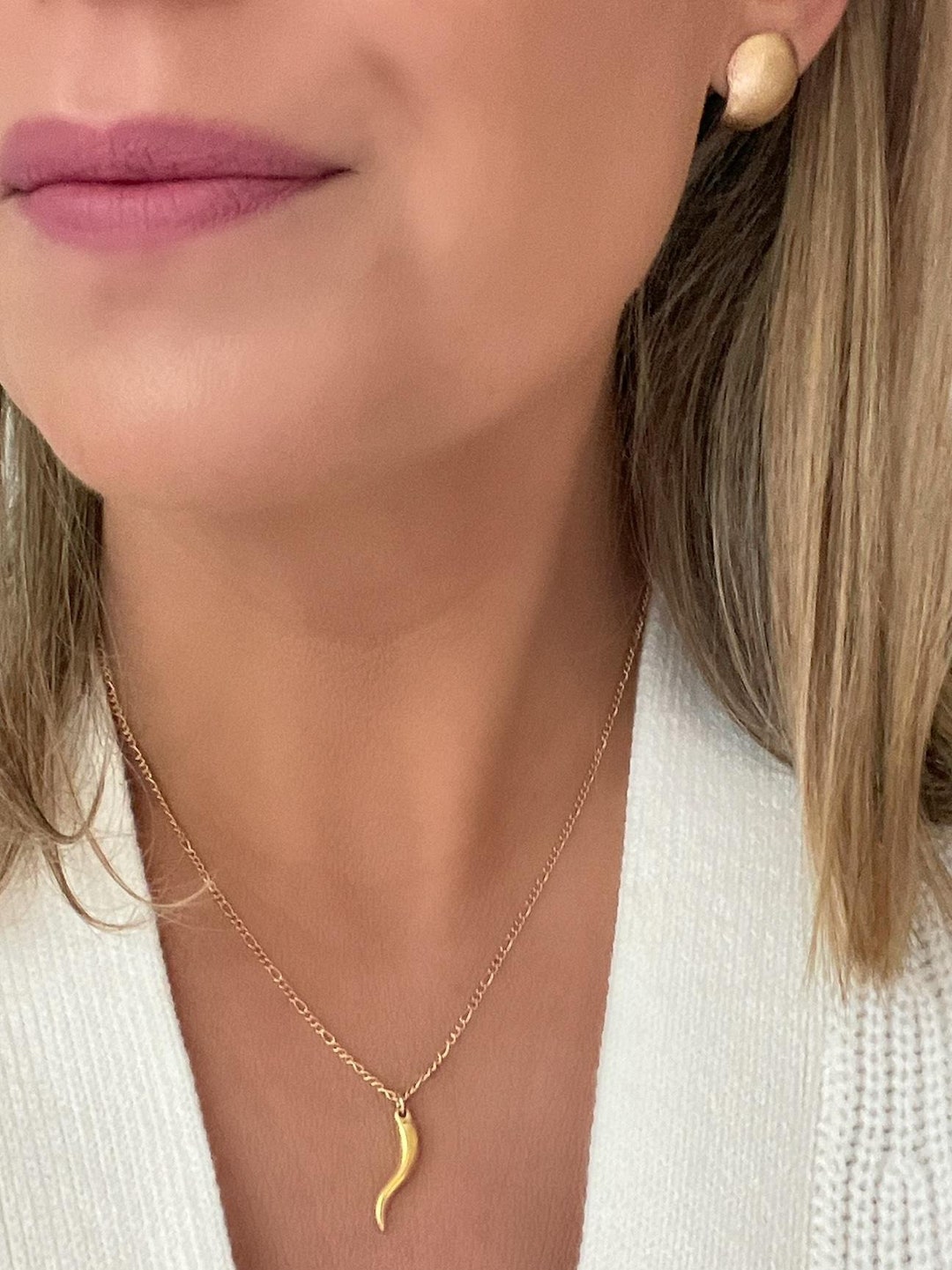 Gold Italian Horn Necklace, Italian Horn Necklace, 18k Gold Filled ...